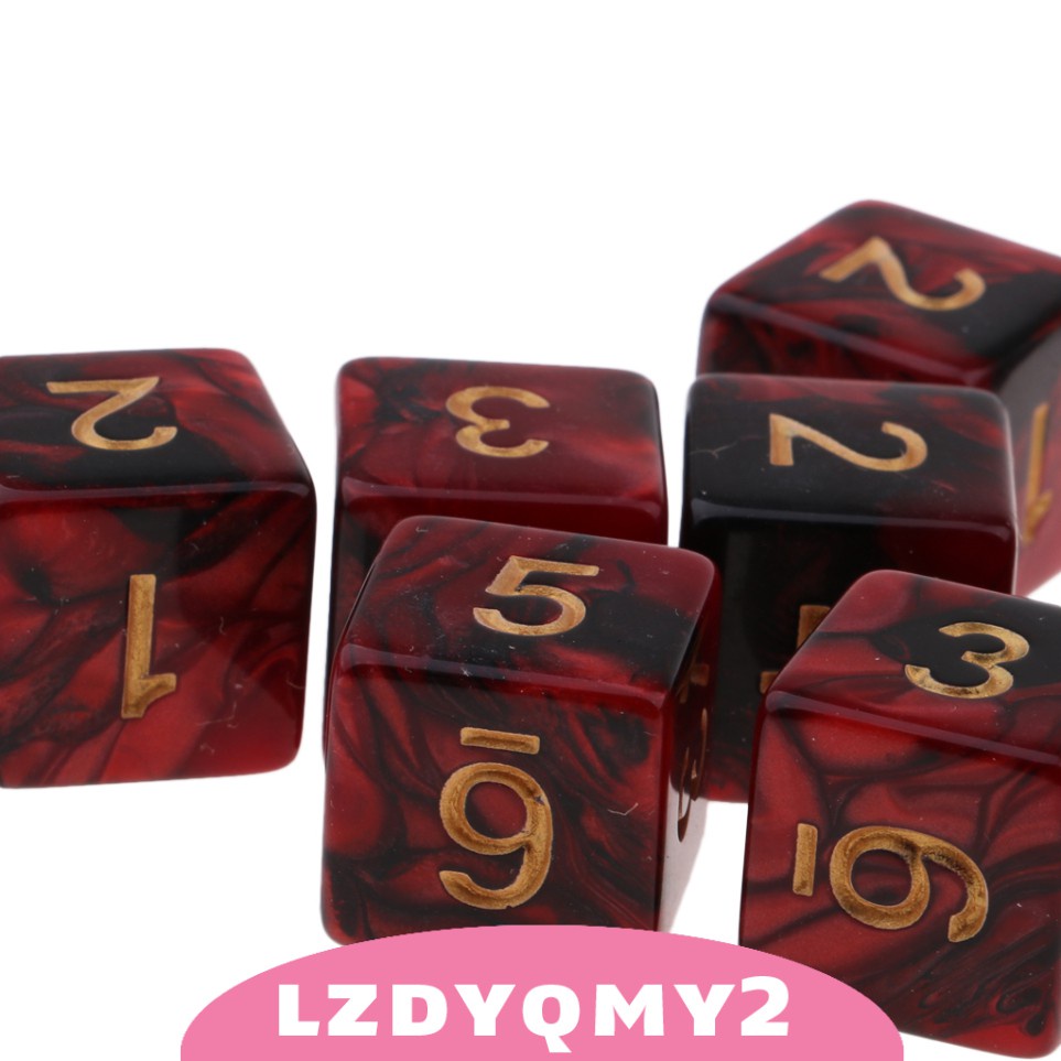 Curiosity 10pcs Square 16mm Six Sided D6 Opaque Standard Game Dice With ...