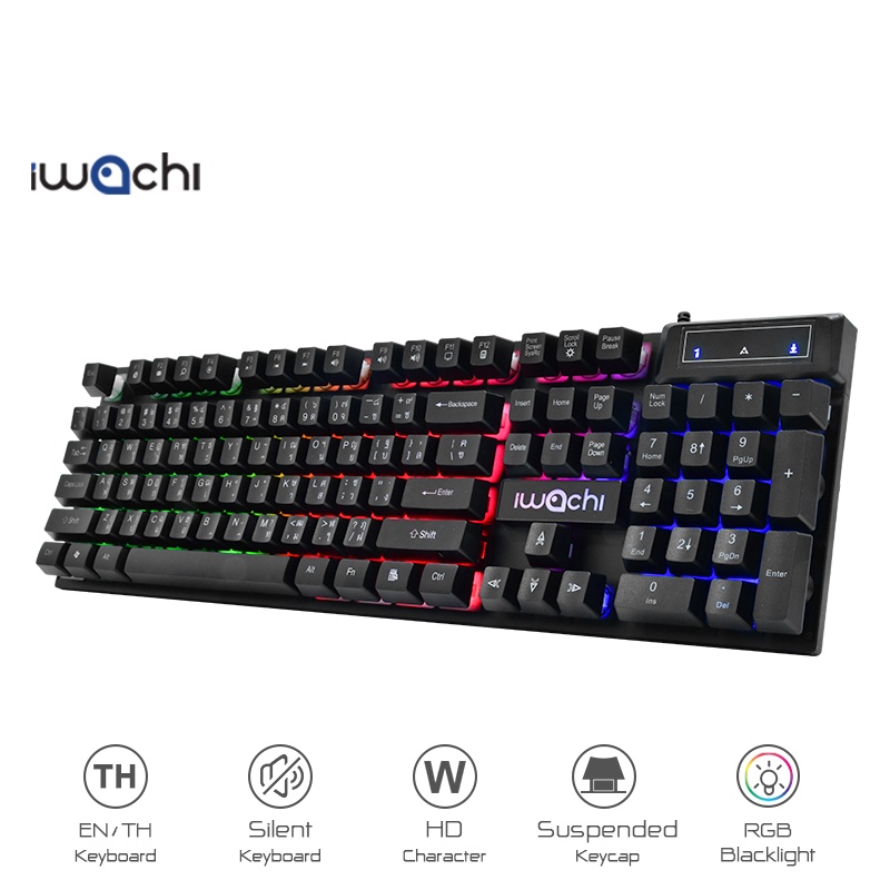 IWACHI คีย์บอร์ด ไร้สาย IK-68 RGB19โหมด Mechanical Keyboard Blue-switch ...