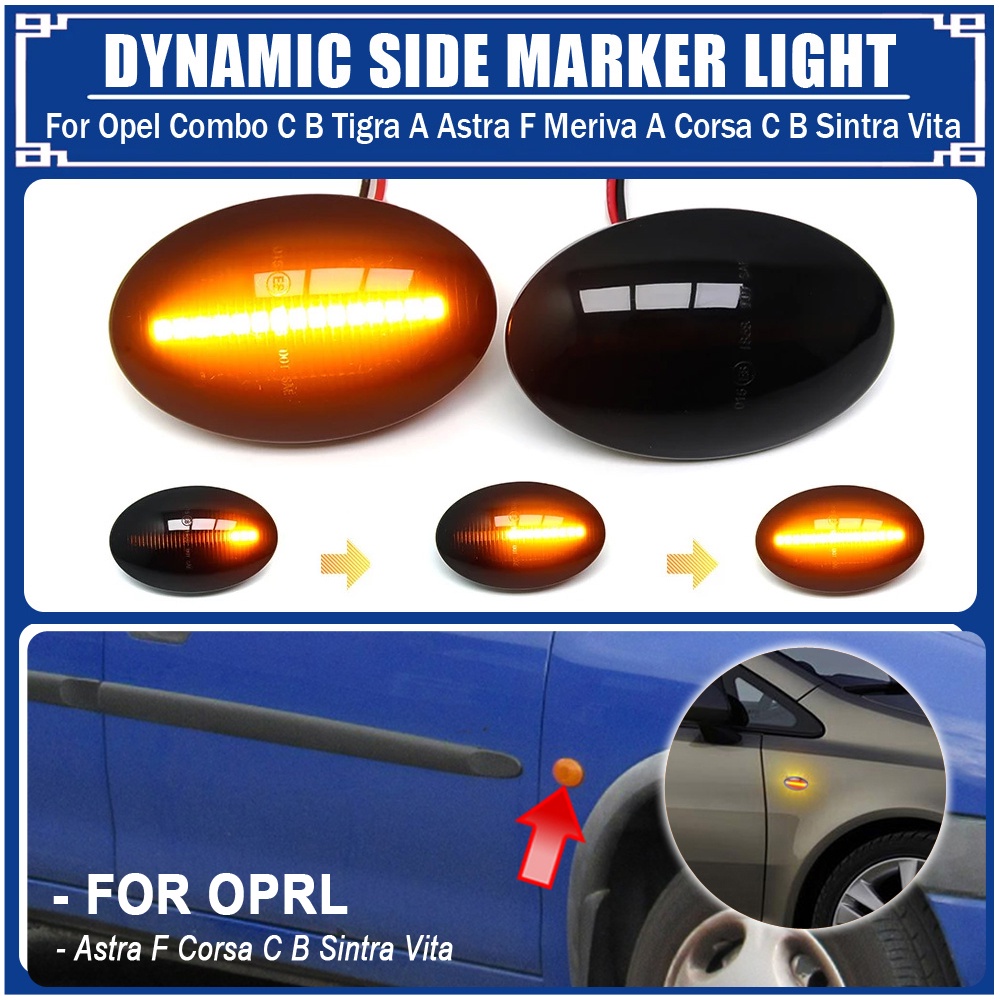 w2Pcs Car Dynamic LED Side Marker Lihgt Turn Signal Lamp For Opel Corsa ...