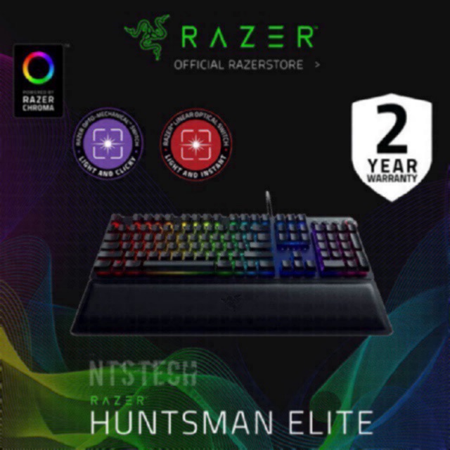 RAZER HUNTSMAN ELITE (BLUE-SWITCH)(US) ปุ่มอังกฤษ แท้ 100 ศูนย์ Synnex ...