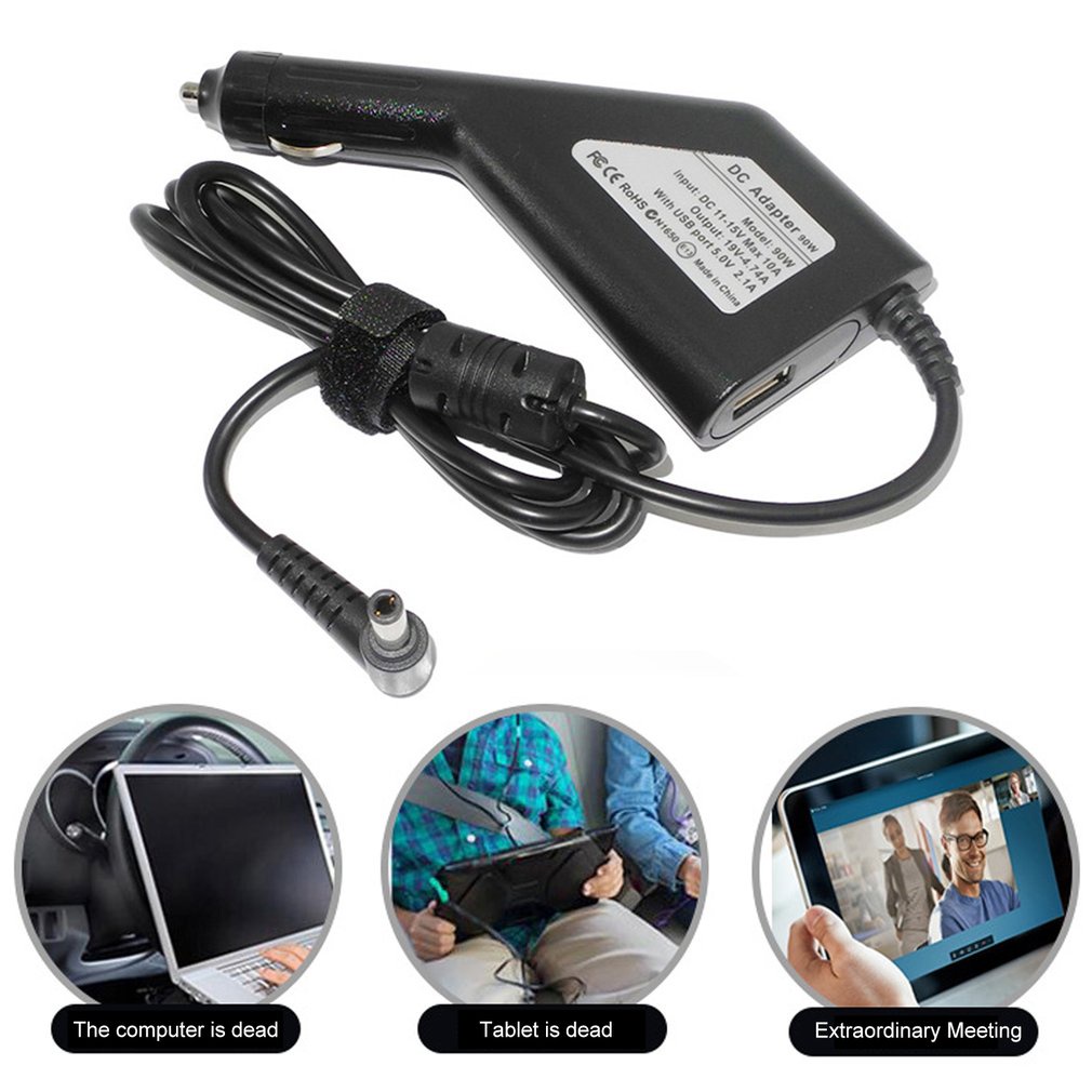Multi-plug19V 4.74A 90W Laptop Universal Car Charger Dc Power Adapter ...