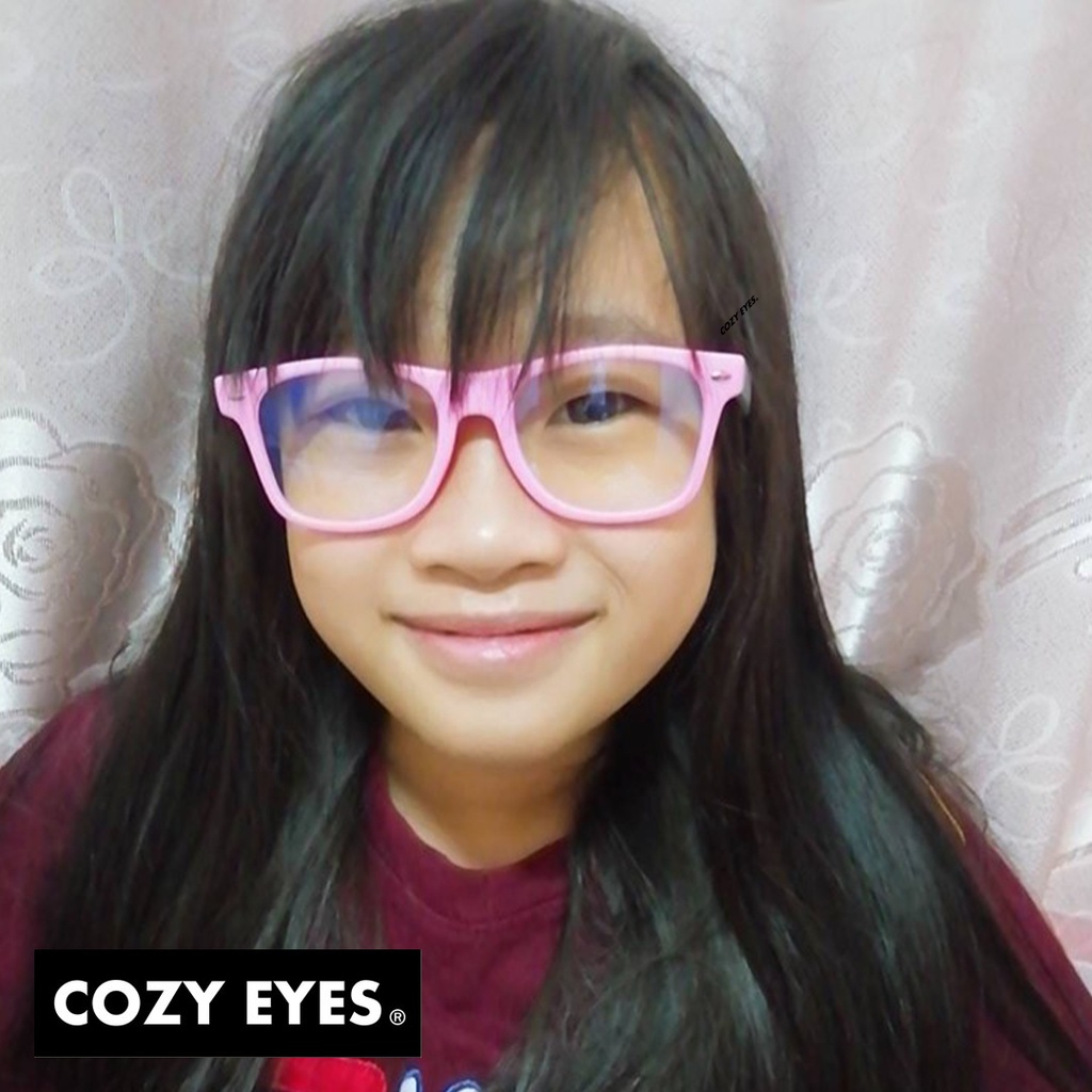 แว่นกรองแสงฟ้า COZY EYES กรอบชมพู ขาเขียว สำหรับเด็ก 6-15ปี รุ่น ...