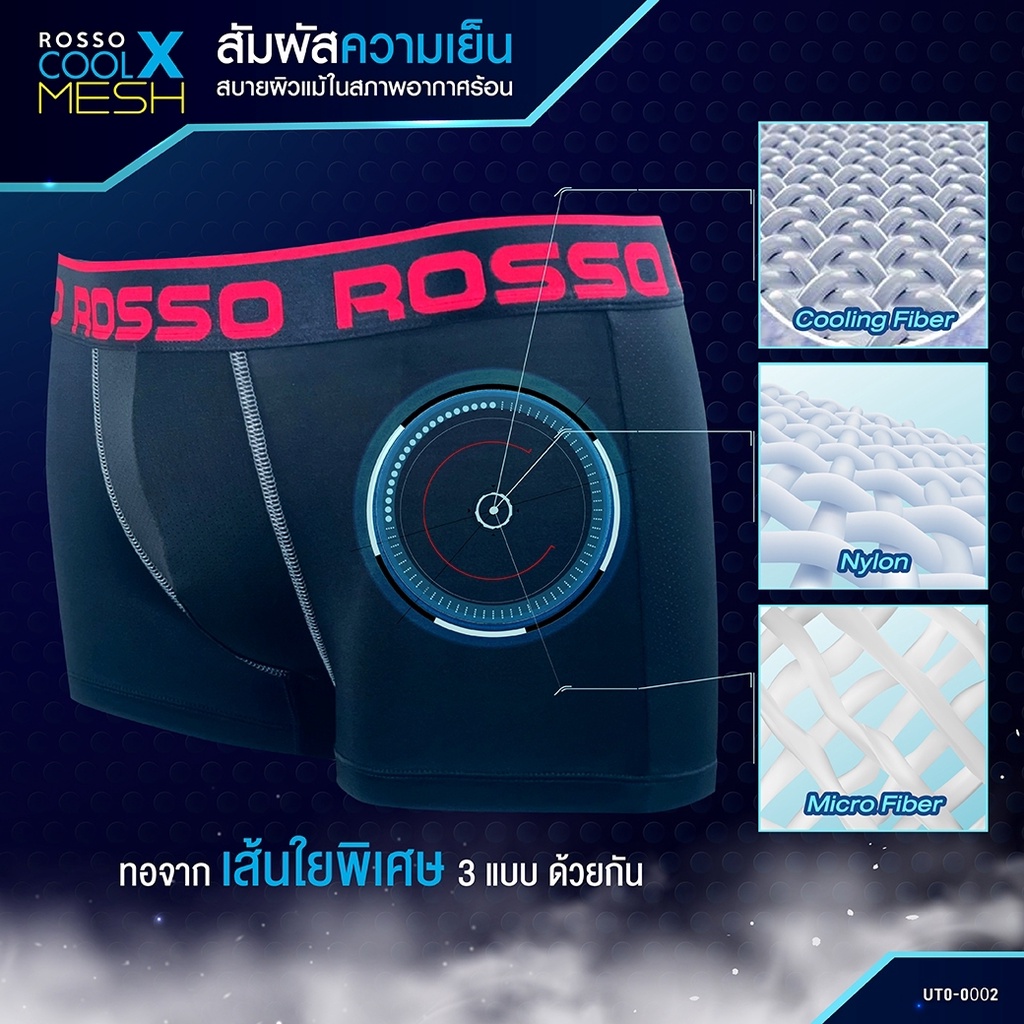 ROSSO กางเกงในชาย ทรง TRUNK รุ่น Tri-Cool ผ้า COOLX MESH ขอบเอวโชว์ยาง รหัส UT0-0004 (pack 6 ...