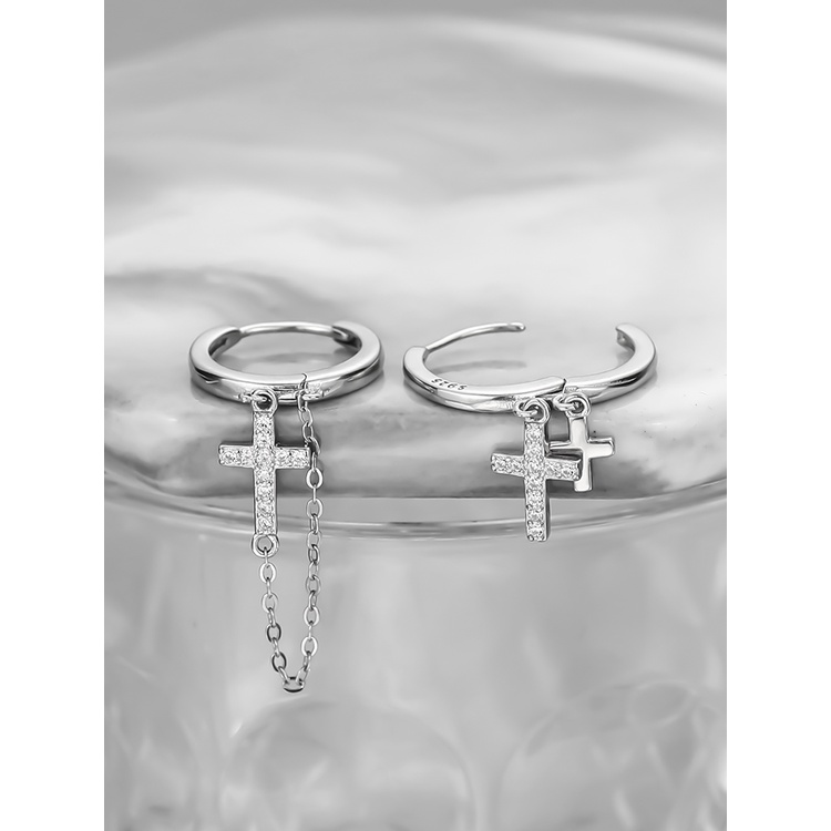 Hikaw ต่างหูห่วงไขว้ สีเงิน เครื่องประดับ สําหรับผู้ชาย - melody001.th ...