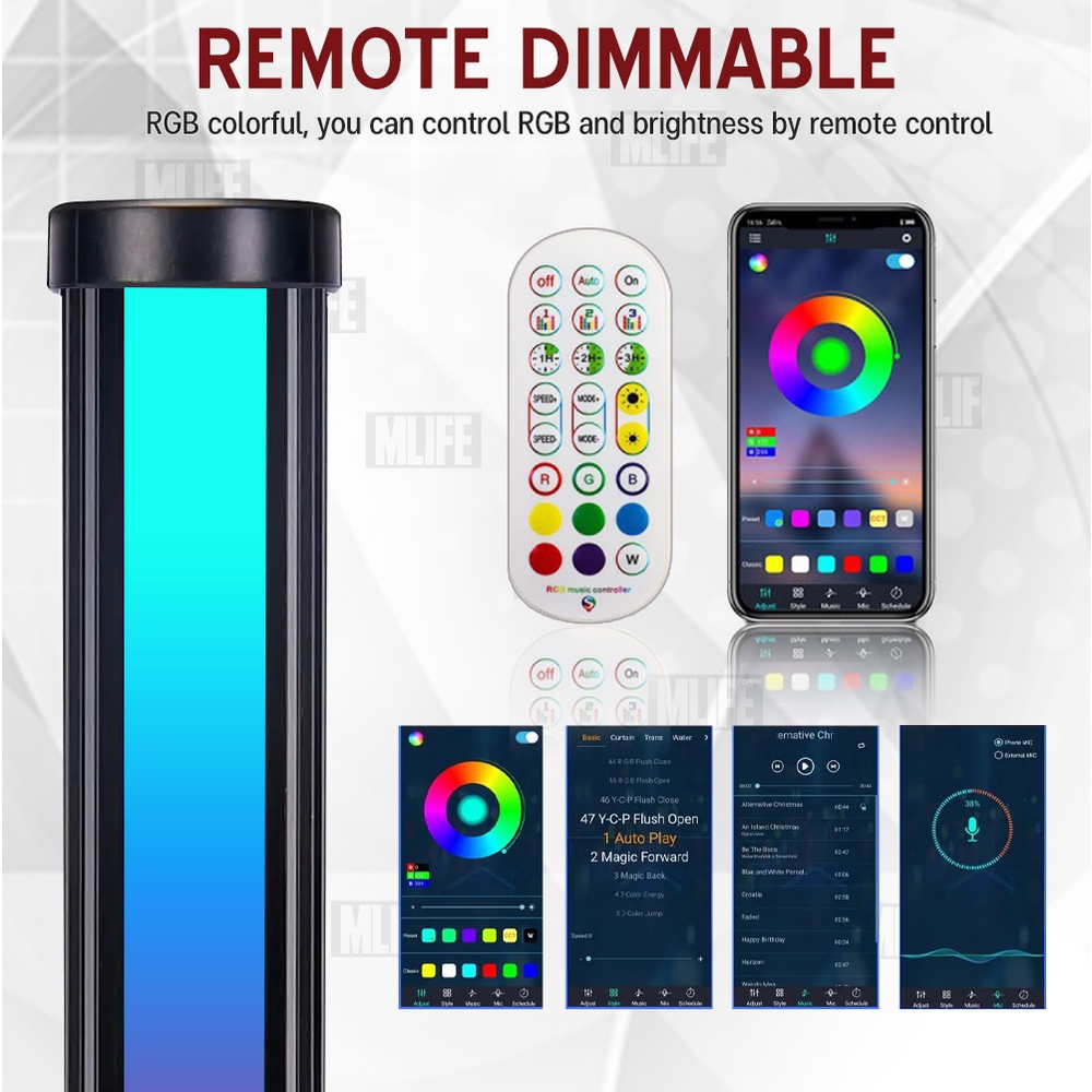 MLIFE - ไฟแต่งห้อง RGB ไฟ LED กระพริบตามจังหวะเพลง ไฟตั้งพื้น ไฟตั้ง ...