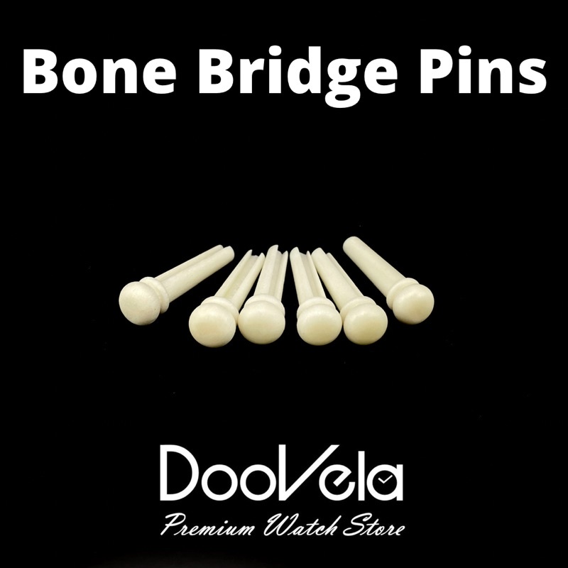 หมุดกระดูกแท้ Bone Bridge Pins สำหรับกีตาร์โปร่ง 1 ชุด (6 ชิ้น) พร้อม ...
