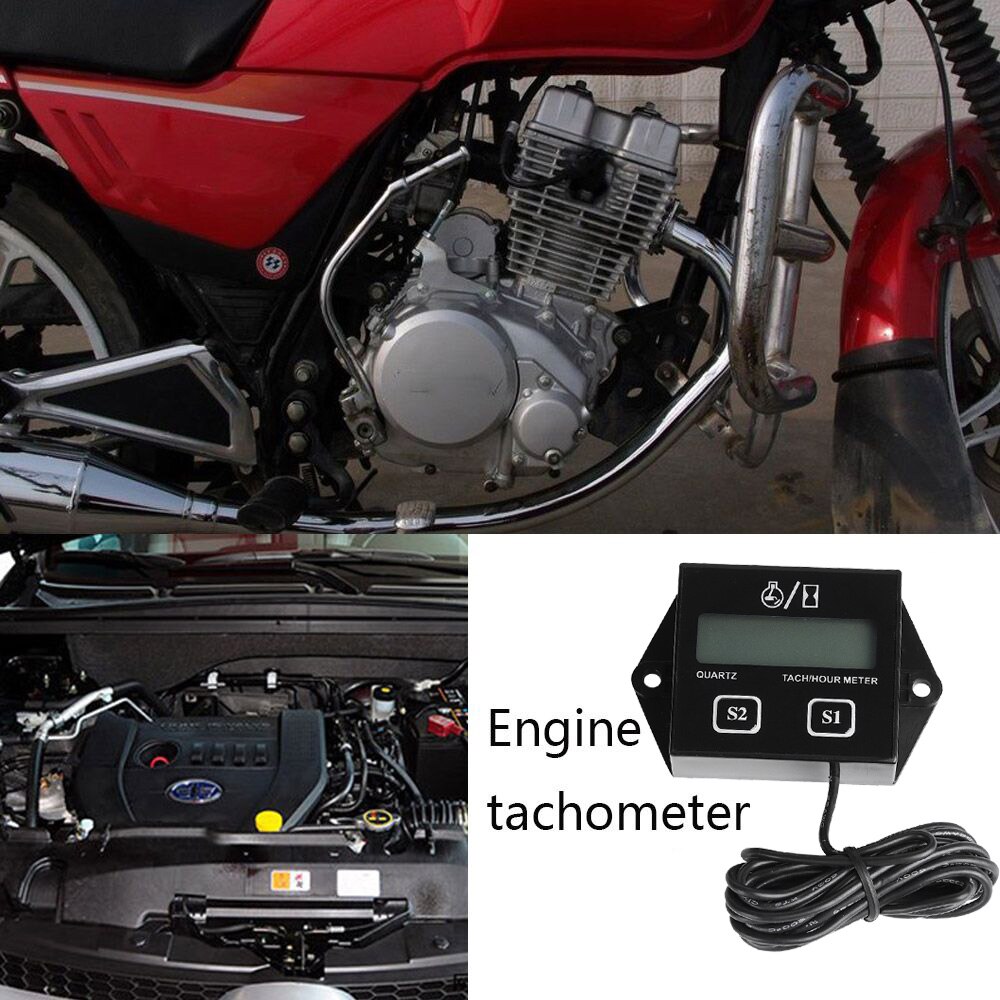 （In Stock）Digital Engine Tach Hour Meter Car Motorcycle Machine ...