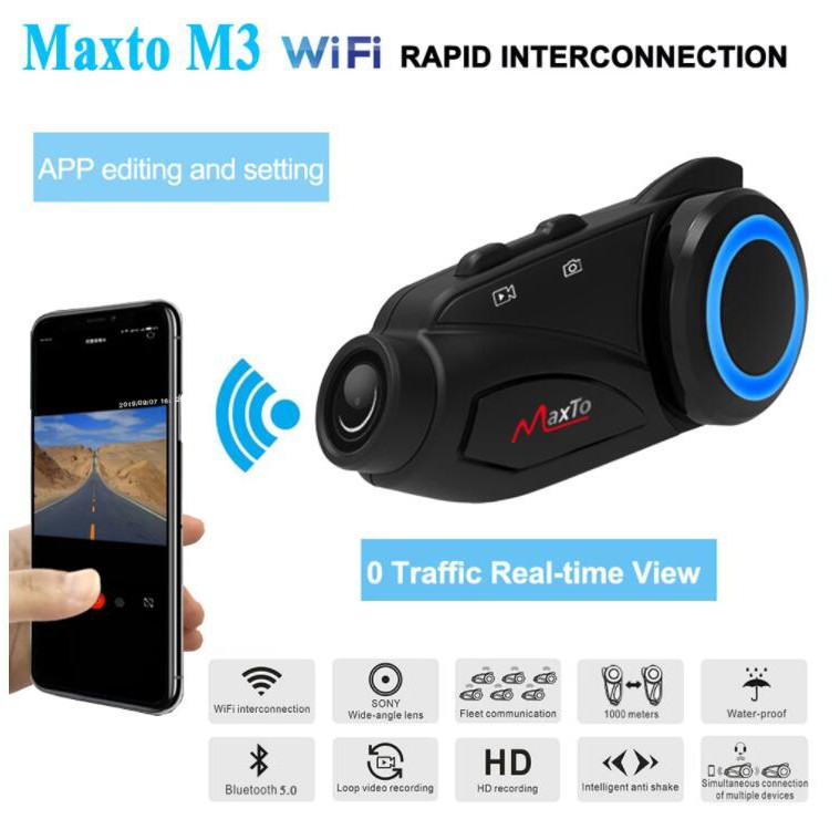 Maxto m3 Motorcycle Camera 1000m Waterproof Camera Intercom เลนส์มุม ...
