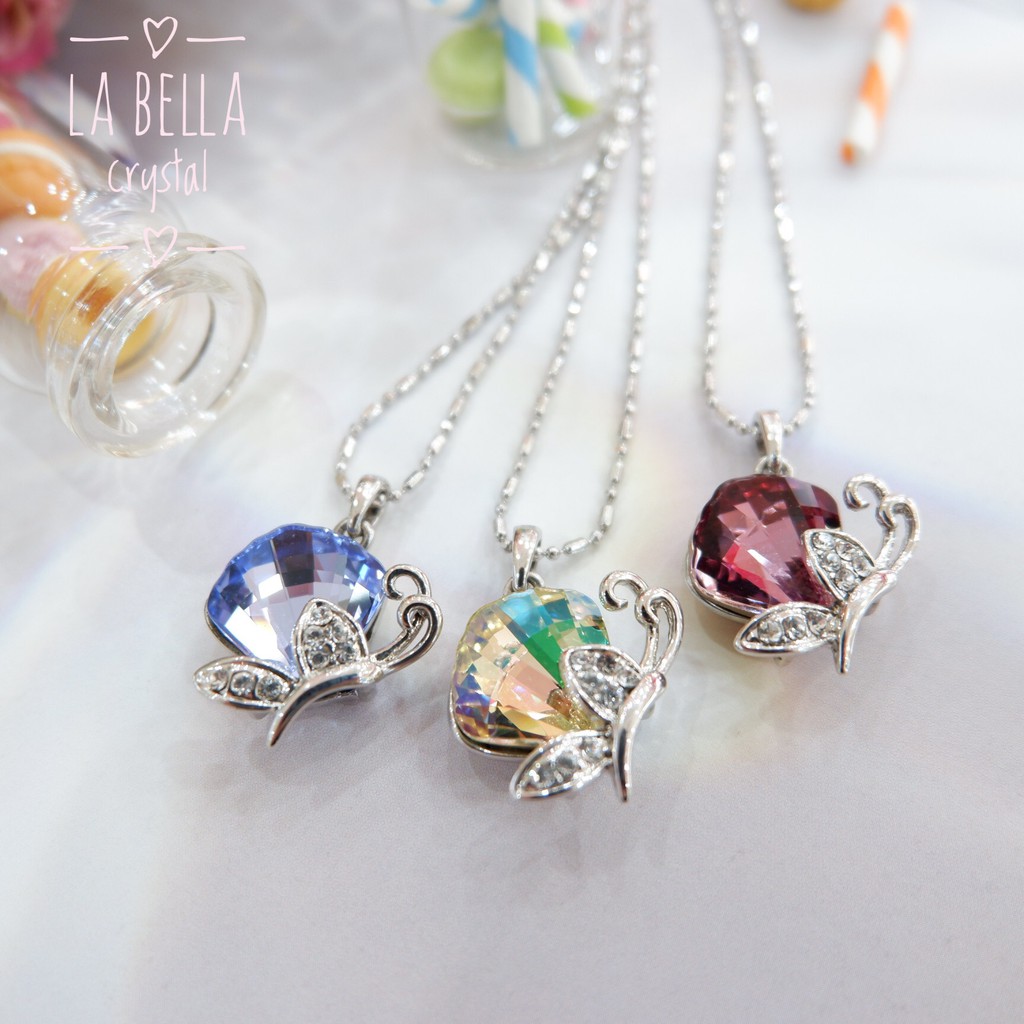 สร้อยพร้อมจี้คริสตัล butterfly | Shopee Thailand