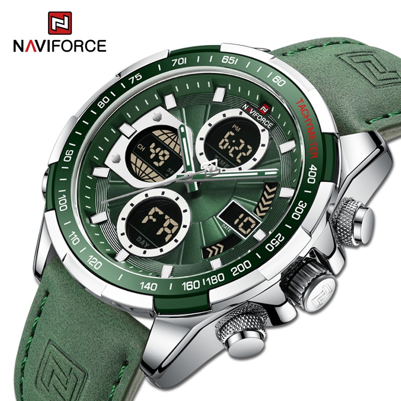 NAVIFORCE Top Brand Watches Mens Military Sport Leather Waterproof Day ...