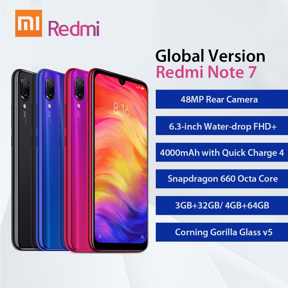 ( โค้ด20SPCCBZS29 ) Redmi Note 7 332GB เครื่องศูนย์นอกประกัน18เดือน Global แถมฟรีเพียบ Xiaomi ...