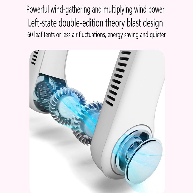 wBladeless Neck Fan USB Charging 3 Speeds Natural Wind Mode Angle ...