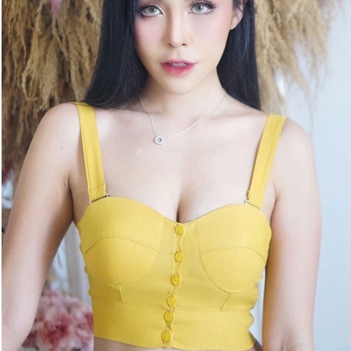 CropBra Narichiiของแท้ ครอปบรารุ่นกระดุมหน้า ใส่แทนเสื้อใน ไร้โครง เก็บเนื้อล้นใต้รักแร้ ปีกหลัง ...