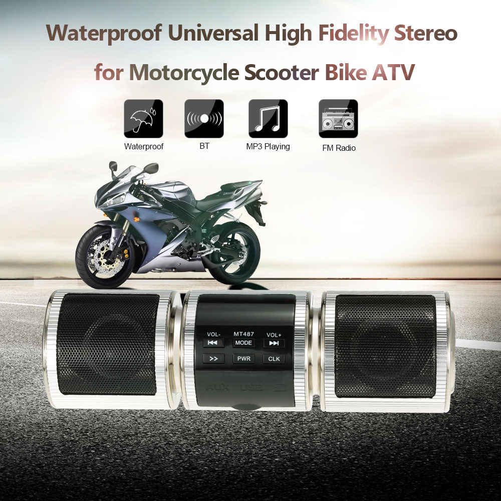 Motorcycle Bluetooth Speaker Waterproof Music Player Hi-Fi High Power ...