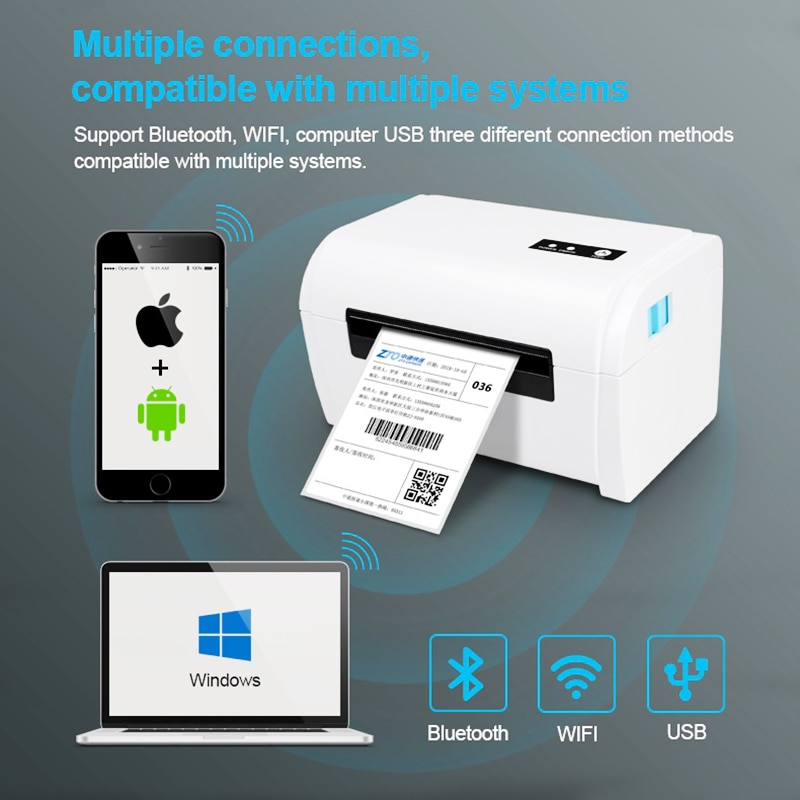 4 inch Wireless Bluetooth USB Thermal Barcode Thermal Printer Label ...