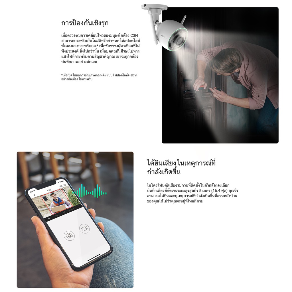 Ezviz (1080p) รุ่น C3N Color Night 1080p Outdoor Wi-Fi Camera with ...