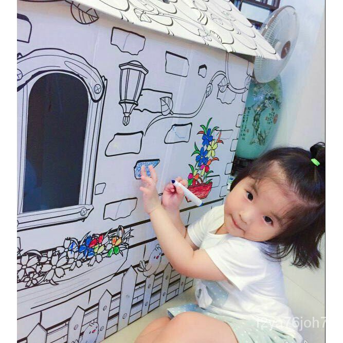 qfW2 DIY House Create Home Jingle House Doodle by Children Painting ...