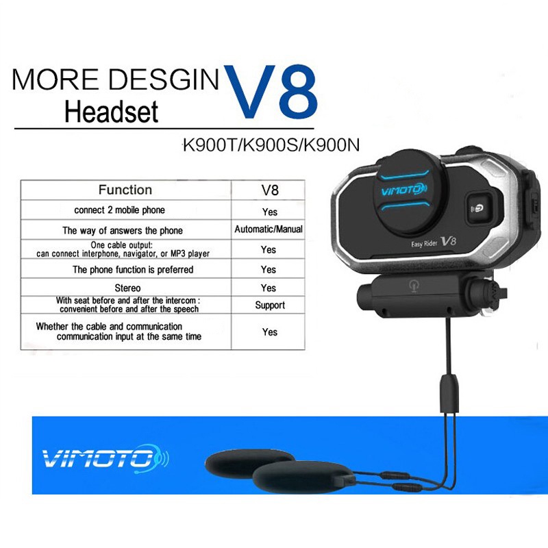 English Version 2PCS Vimoto V8 Motorcycle Helmet Intercom Bluetooth ...