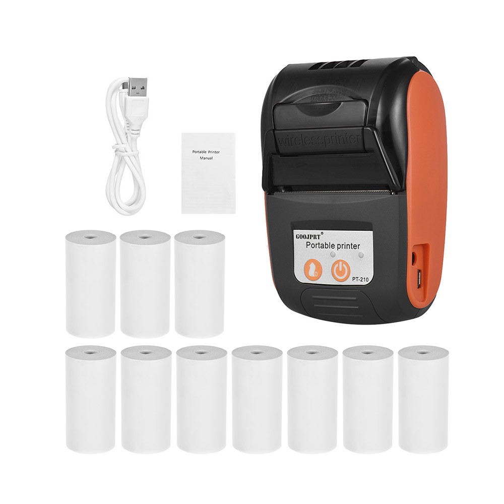 GOOJPRT PT-210 เครื่องพิมพ์ใบเสร็จ ขนาดพกพา 58 มม. สำหรับร้านค้าปลีก ...