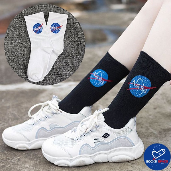 Hit ถุงเท้าสตรีทแฟชั่น ลายโลโก้นาซ่า NASA LOGO SOCK งานดีผ้าหนา ยาวครึ่งแข้ง ถุงเท้าผู้ชาย ถุง ...