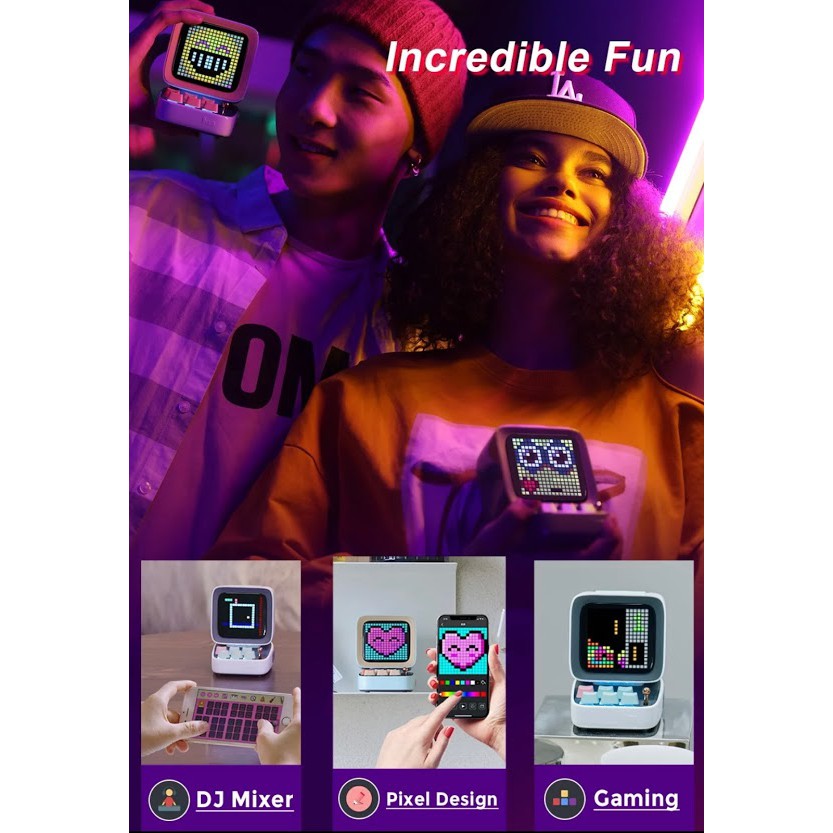 แท้พร้อมส่ง Divoom Ditoo Retro Pixel Art ลำโพงบลูทูธแบบพกพานาฬิกาปลุก ...