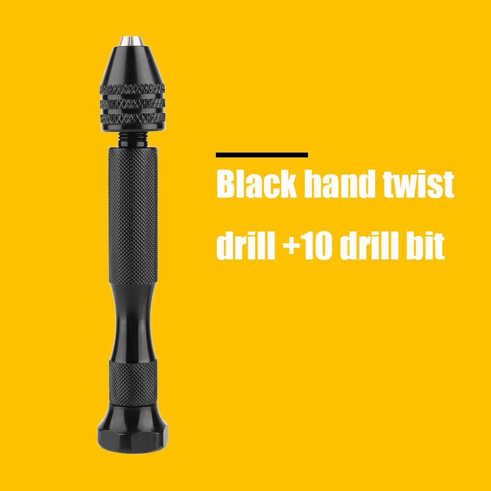 Black Mini Aluminum Hand Drill Bit With Keyless Chuck10 Twist Drills ...