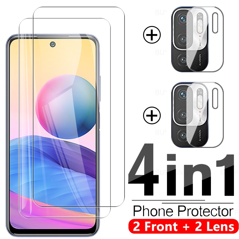 กรณีกล้อง4in1 Tempered Glass Case For xiaomi redmi note 10 5G HD Film ...