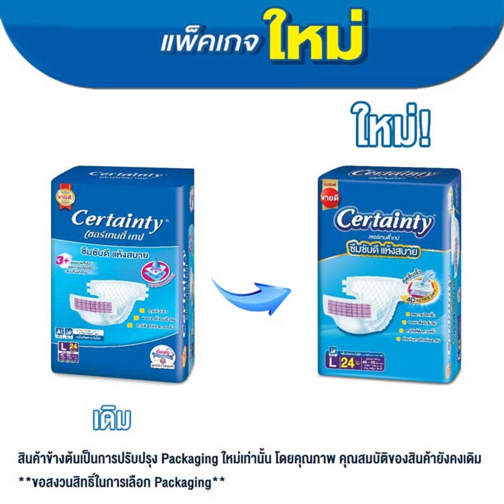 Certainty ผ้าอ้อมผู้ใหญ่ รุ่นขายดี ไซส์ M (28ชิ้น) L(24ชิ้น) ราคาสุด ...