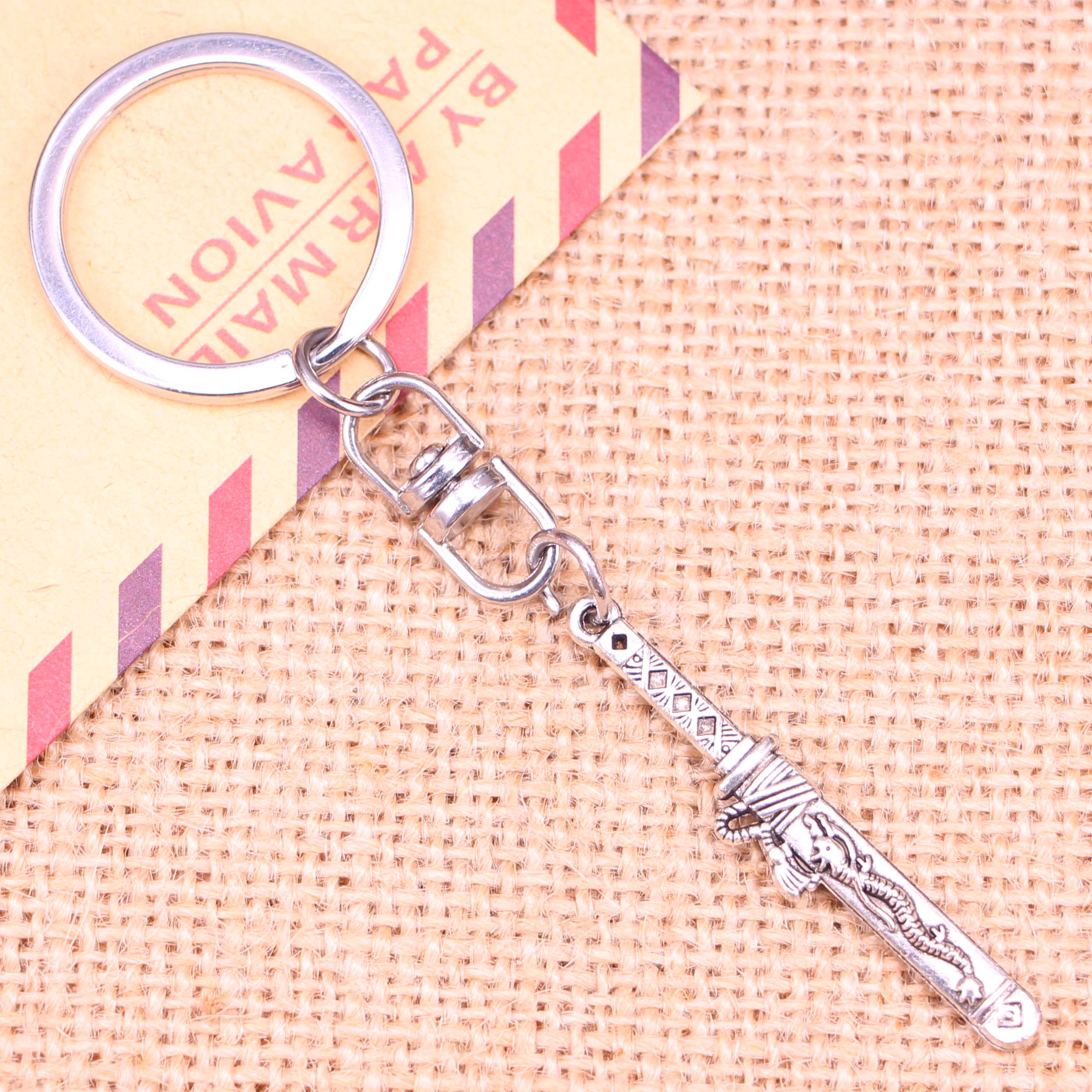 20pcs New Fashion Keychain 44*8 mm samurai sword in sheath Pendants DIY ...