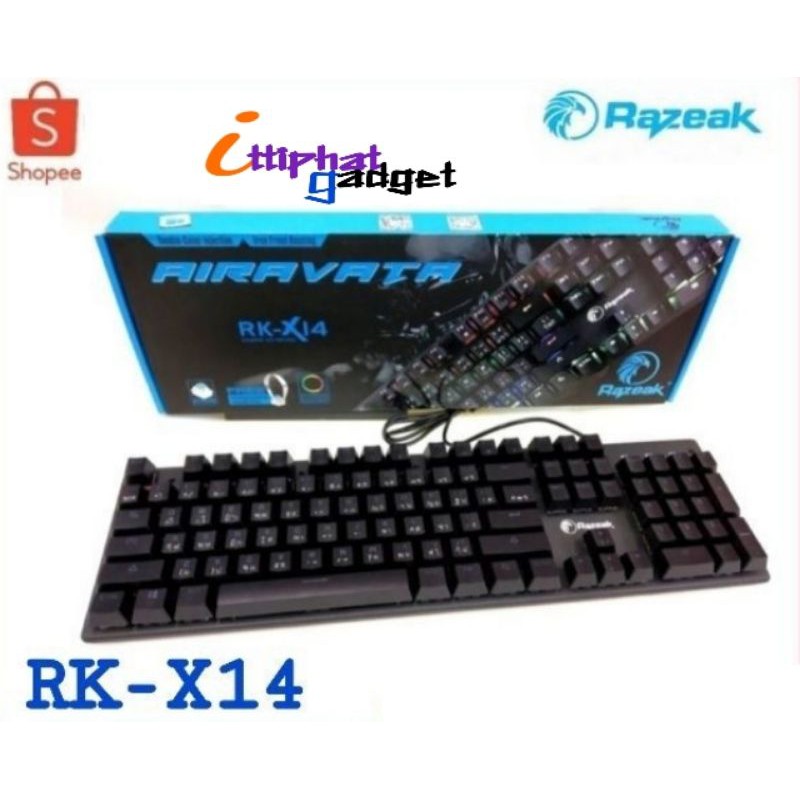 Razeak คีย์บอร์ด รุ่น RK-X14/RK-X16 Airavata Hunter Semi Blue Switch ...