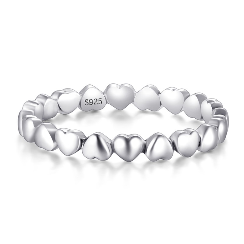 ดีไซน์เรียบง่าย s925 แหวนเงินเต็มหัวใจ แหวนแฟชั่นญี่ปุ่นและเกาหลีแบบเรียบง่ายของแหวนนิ้วชี้หาง ...