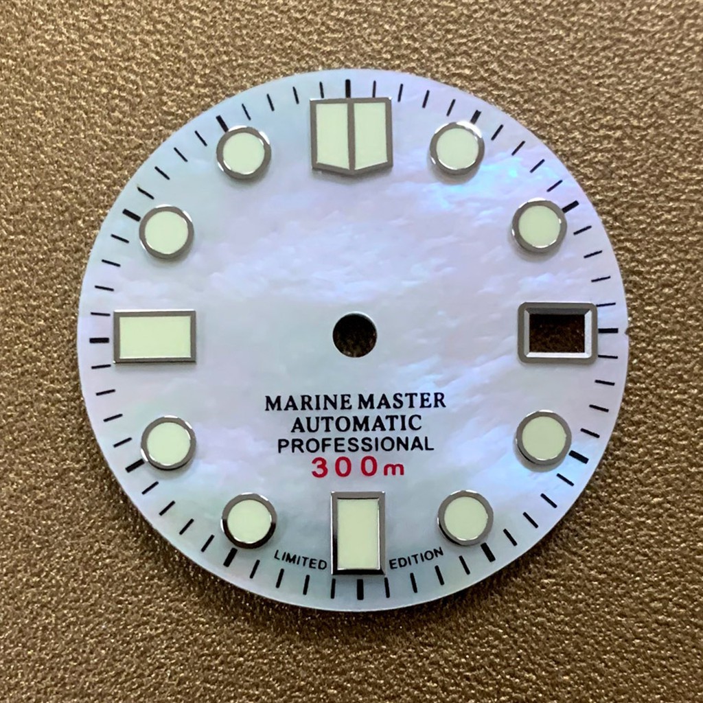 28.5MM White Shell Surface Watch Dial Replacement Green Luminous Watch ...