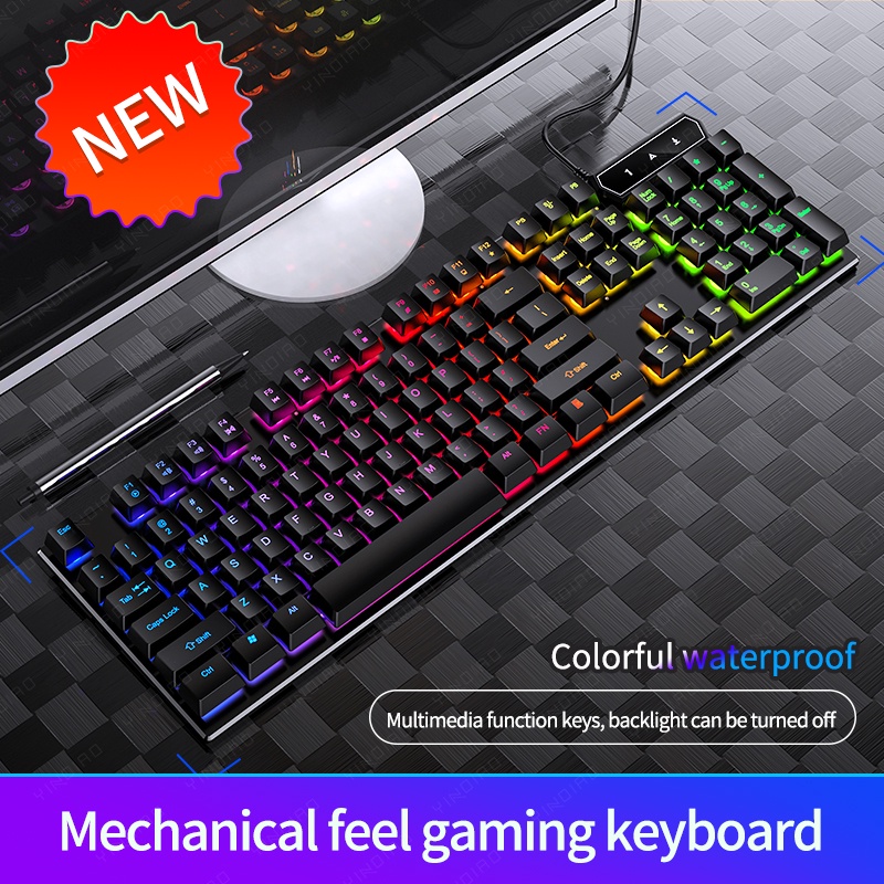 คีย์บอร์ด:V4 104 Keys Gaming Mechanical Keyboard Game Led Backlit Usb ...