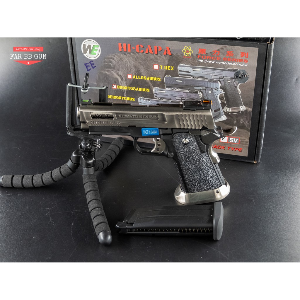 ของเล่น บีบี กัน WE HI-Capa 3.8 Custom (Semi-Auto) เฟรมดำ สไลด์เงิน ...