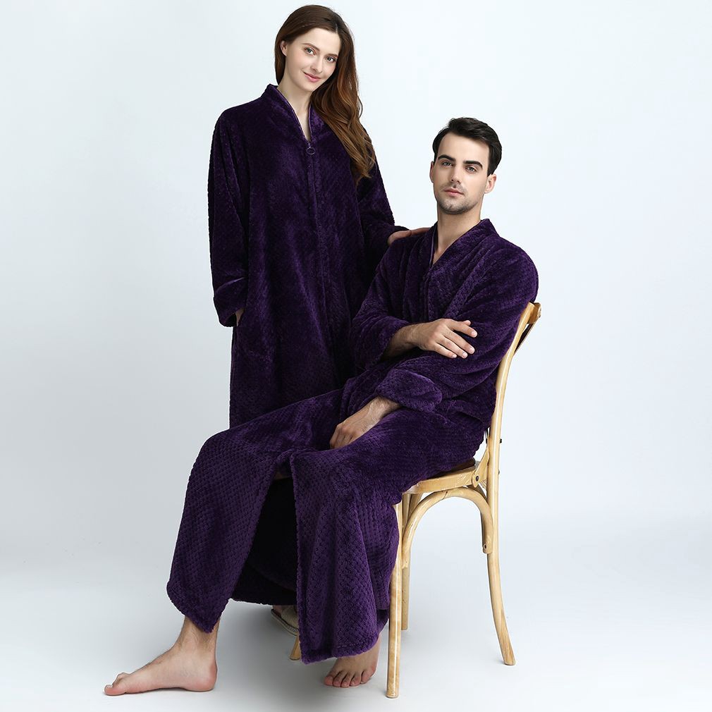 Mens Plush Fleece Robe - Warm Soft Shawl Bathrobe Coat Pajamas Spa Bath ...