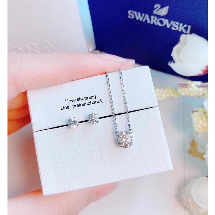 สร้อยSwarovski คริสตัลกลมสีเงิน แท้ พร้อมใบรับประกัน 2 ปี อุปกรณ์ครบ️ ...