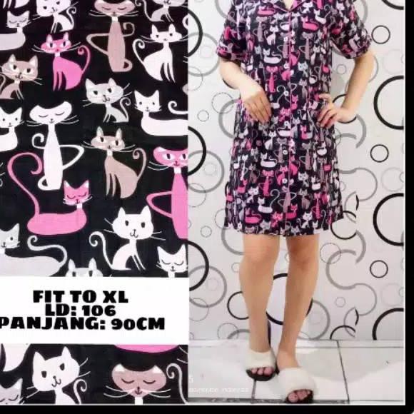 Hokyfashion Piyama Daster กระเป๋าผ้าฝ้ายลายแมวดําสไตล์ญี่ปุ่น ...