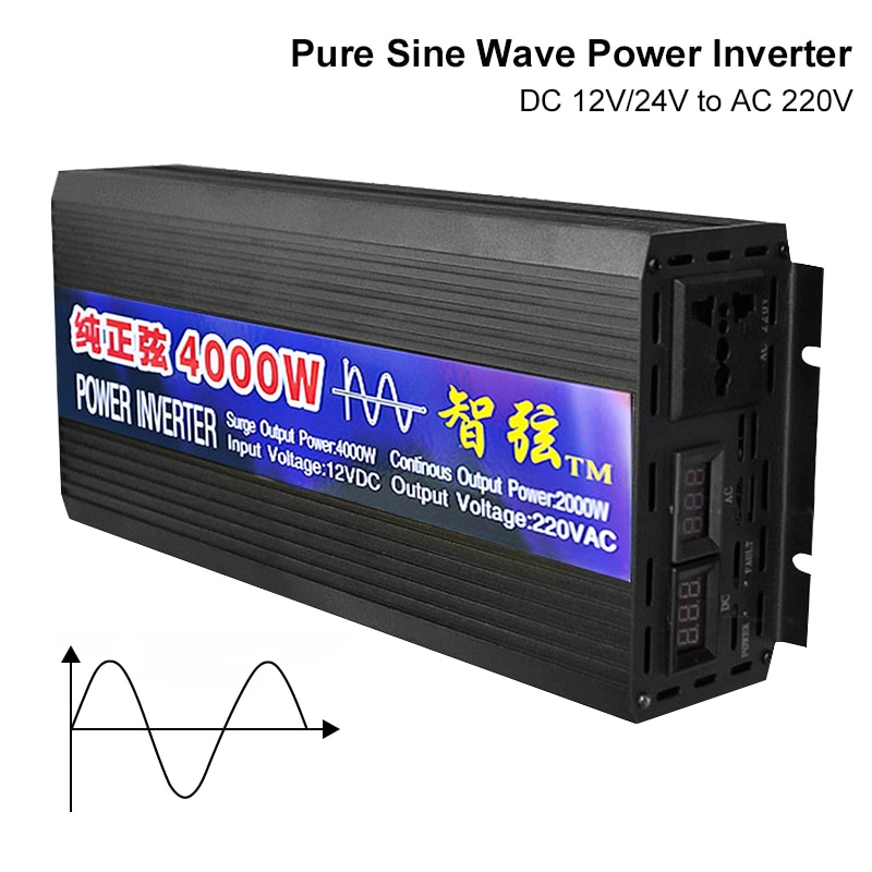 WOW d83ddd0c 1000-6000W LCD Solar Power Inverter DC 12/24V AC 110/220V Sine Wave Converter ...