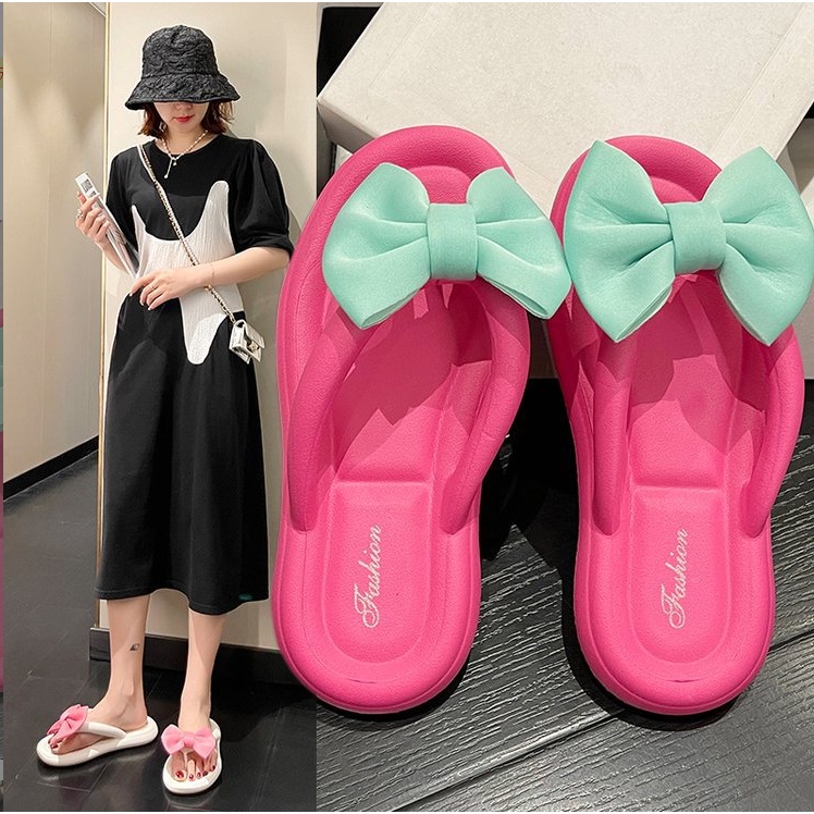 Danny-Meng Yanจัดส่งจากไทยรองเท้าแตะโบว์ก้างปลาผู้หญิงฤดูร้อนปี 2022 ...