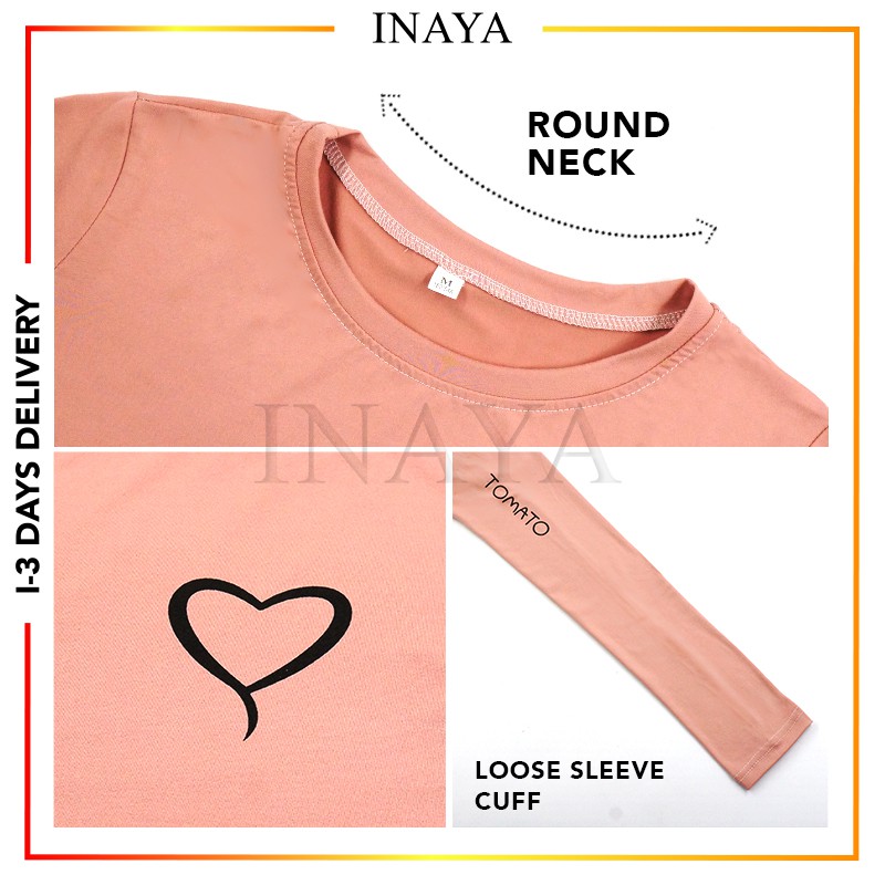 Inaya เสื้อยืดคอกลม แขนยาว ทรงหลวม สไตล์เกาหลี DR00125 - inayabeautyfs ...