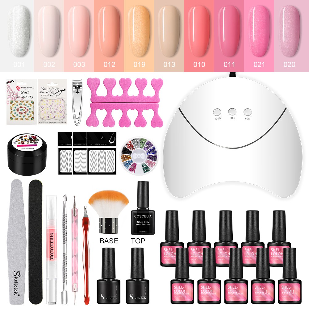 Manicure Kit 10 Colors 7ml Gel Nail Polish 36W UV LED Nail Lamp Top ...