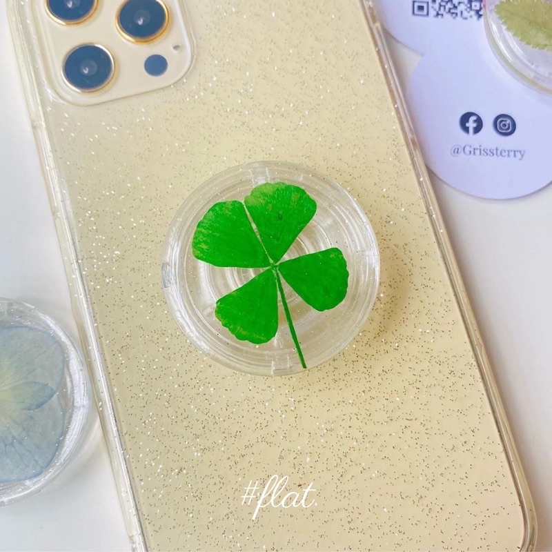 Griptok ใบโคลเวอร์ Griptok ดอกไม้ กริ๊บต๊อกใบไม้จริง Griptok สั่งทำ Griptok โชคดี - grissterry ...