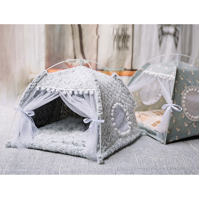 แมวครอกSweet Princess Cat Bed Foldable Cats Tent Dog House Bed Kitten ...
