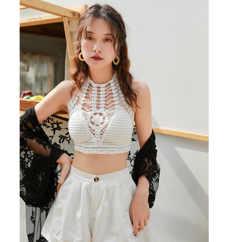 ReadyStock Hollow Out Camisole Btalette Crop Top Women Summer Knitted ...