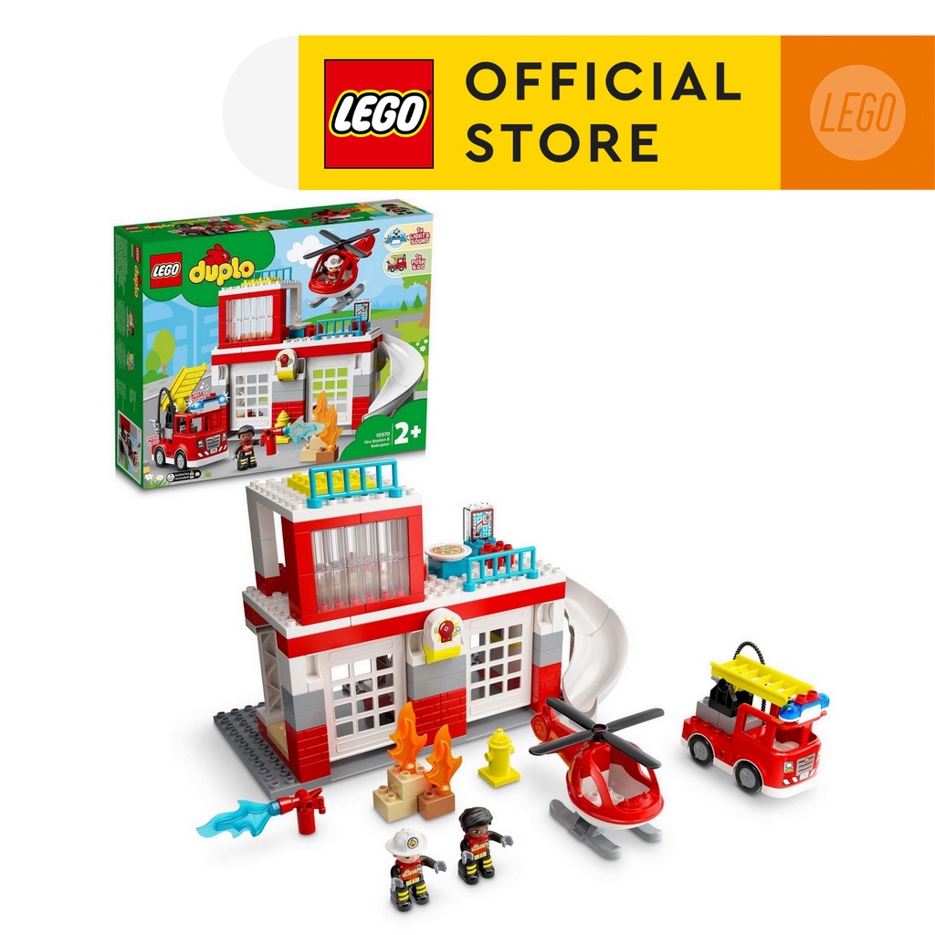 LEGO® DUPLO® 10970 Rescue Fire Station & Helicopter Building Toy (117 ...