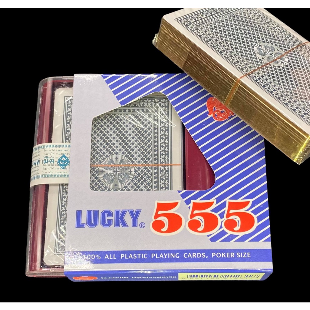 การ์ดพลาสติก LUCKY 555 ขอบทอง กันน้ำ (1 สำรับ) - kkgs2 - ThaiPick