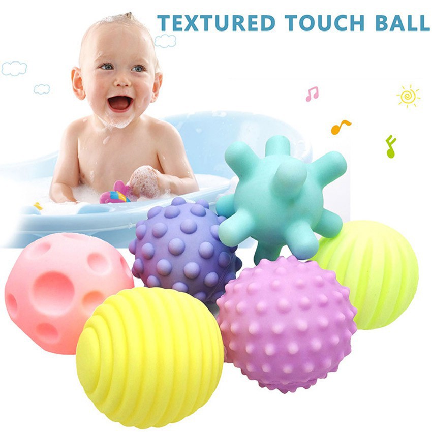 Children Rubber Ball Soft Textured Stress Ball Toy Capsule Baby Tactile ...