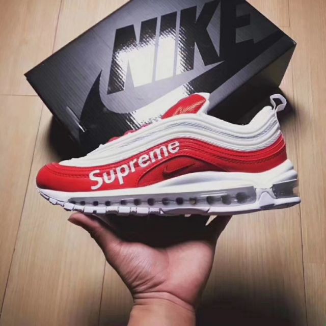 2018 nike air max 97 X Supreme รองเท้าผ้าใบ แท้ รองเท้าผู้ชาย ผู้หญิง ...
