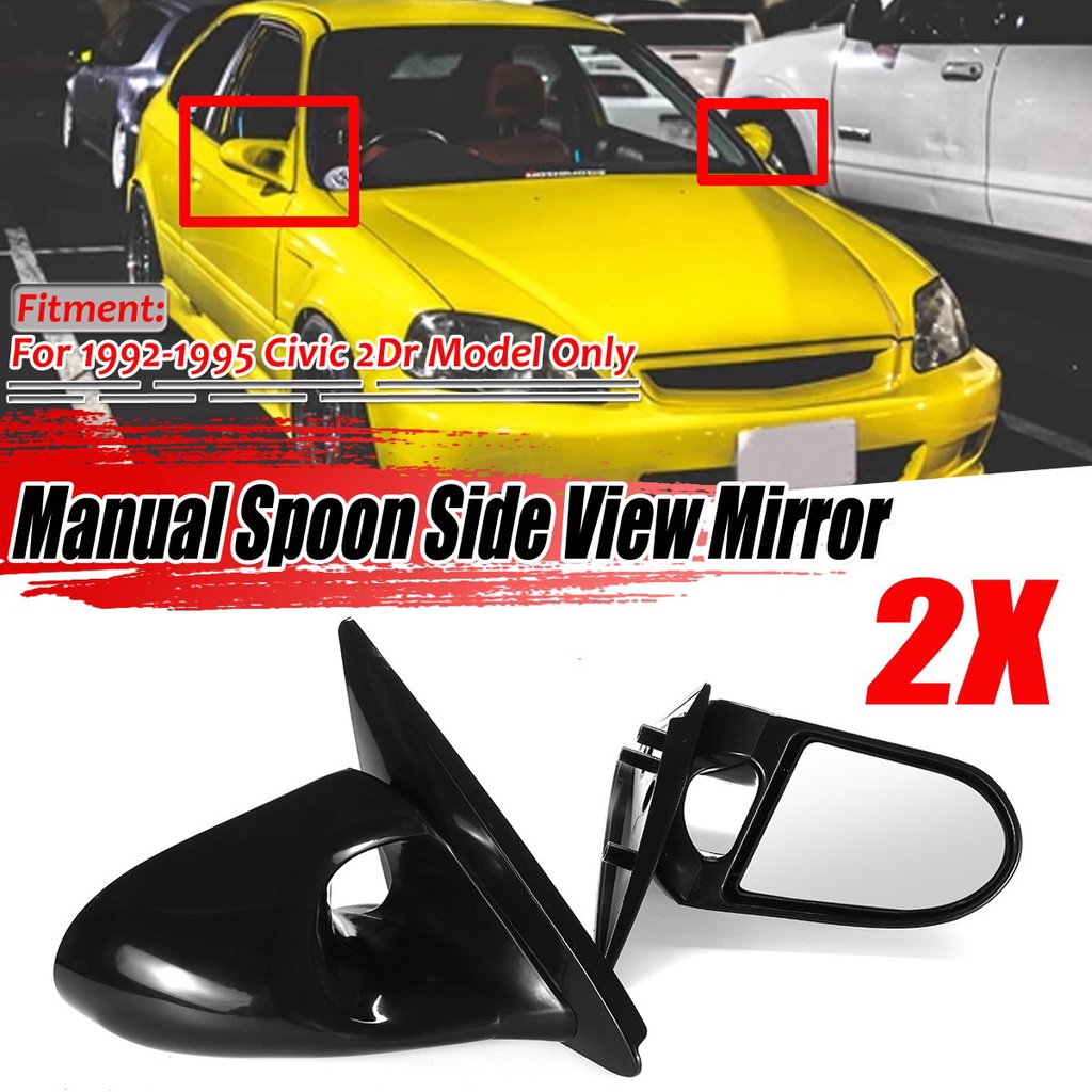 คู่กระจกมองข้างแบบปรับได้สีดำสำหรับ Honda Civic 23 ประตู EG 1992-1995 ...