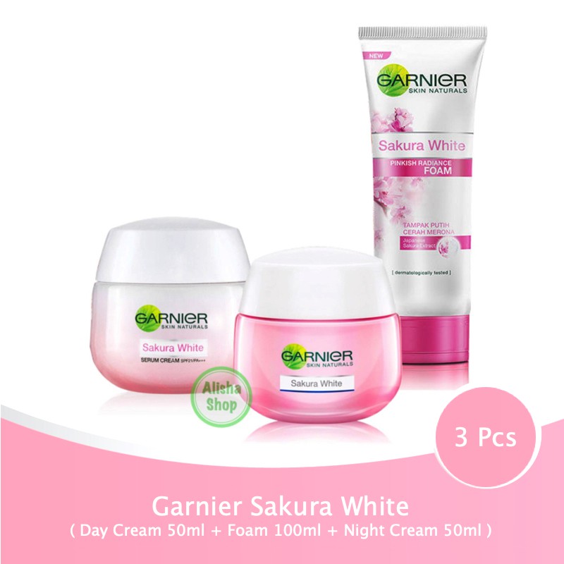 Garnier Sakura White Package (Day Cream + Foam + Night Cream) - 3 Pcs ...